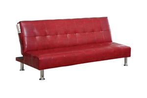 Castins Biscuit Tufted Leatherette Futon in Red at Gardner-White