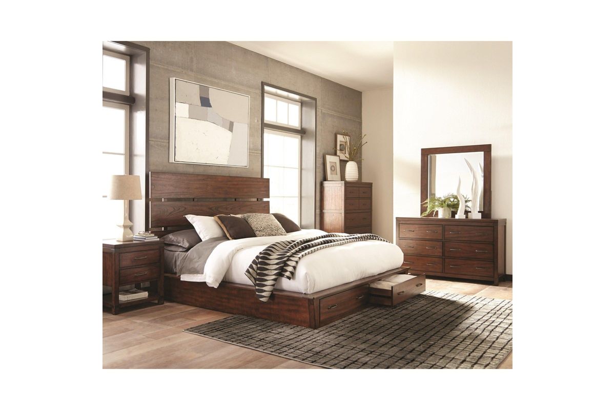 Scott Living Artesia Industrial Dark Cocoa King Platform Bed with ...
