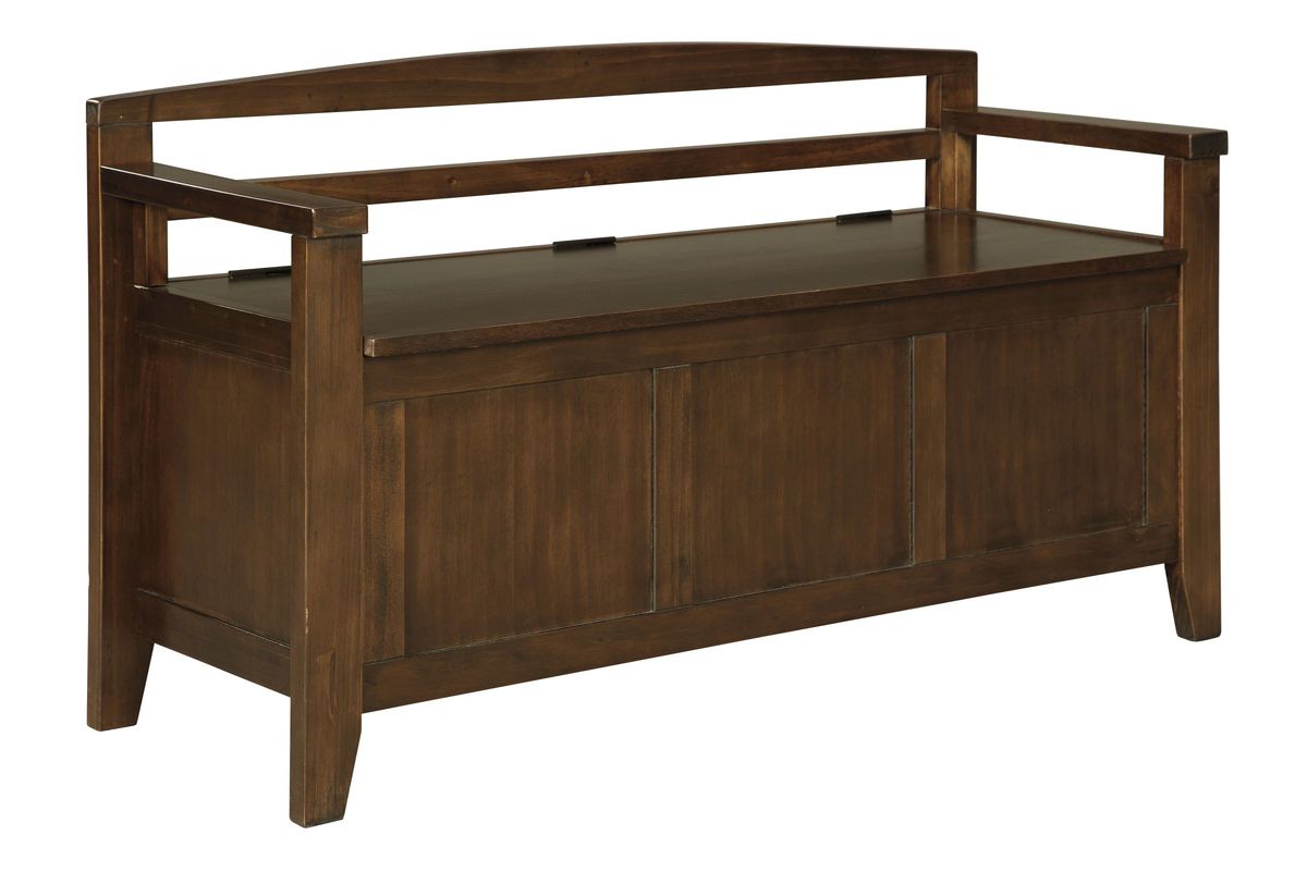 Charvanna Storage Bench in Dark Brown by Ashley at Gardner-White