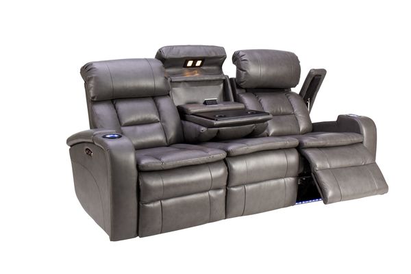 Zenith Dual Power Reclining Sofa with Drop Down Table & LED Lights