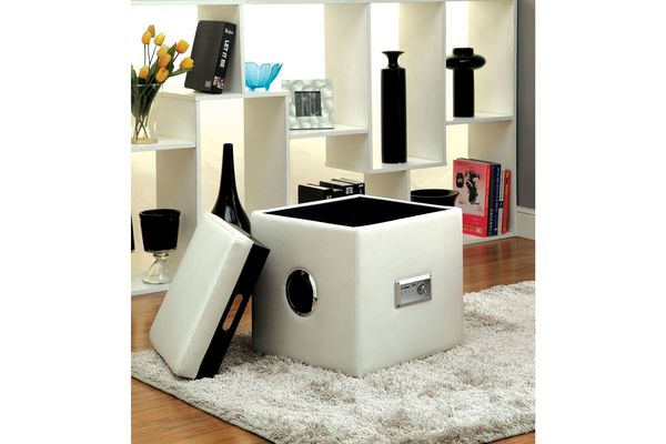 Cabello Bluetooth Speaker Ottoman in White at Gardner-White