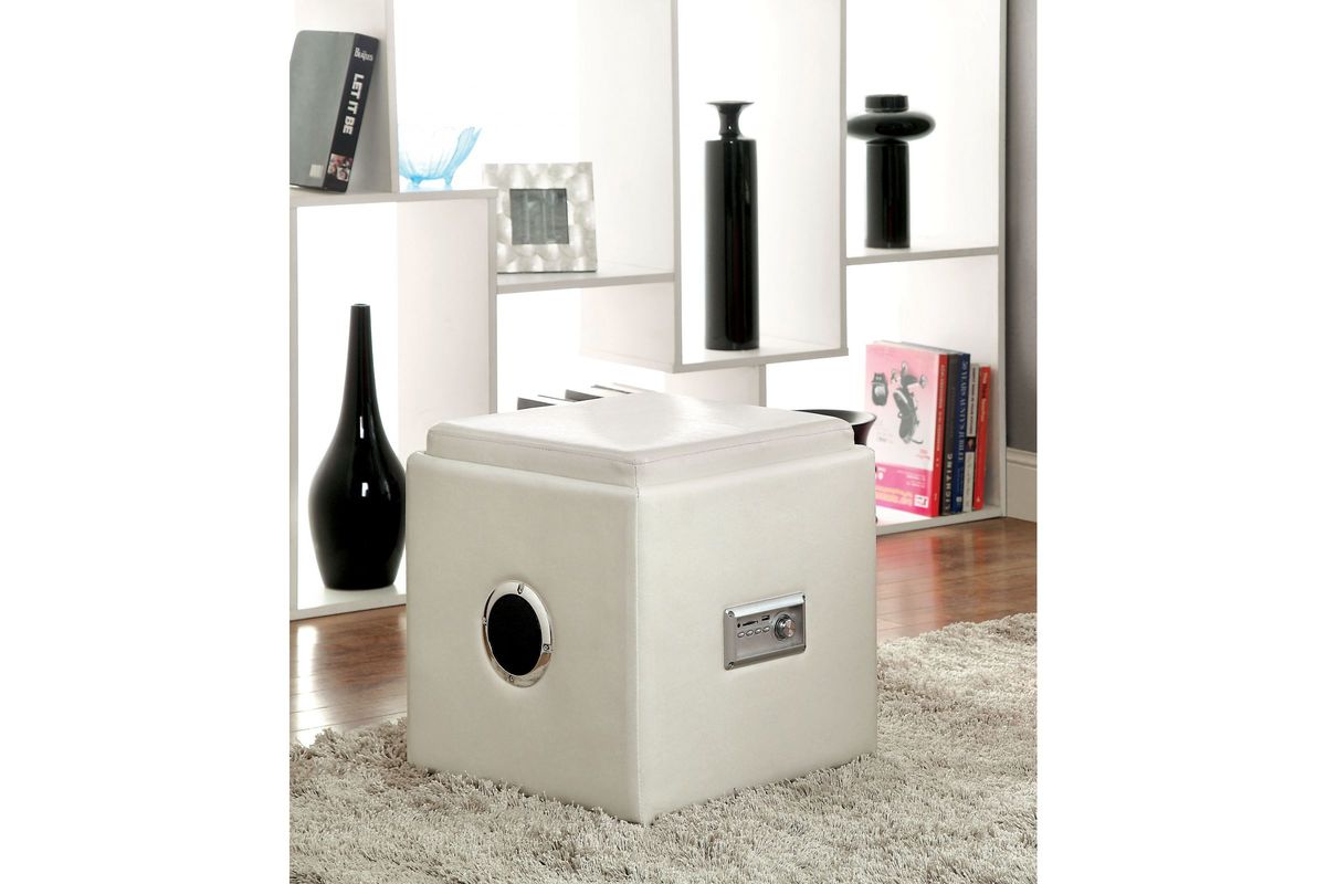 Cabello Bluetooth Speaker Ottoman in White at Gardner-White