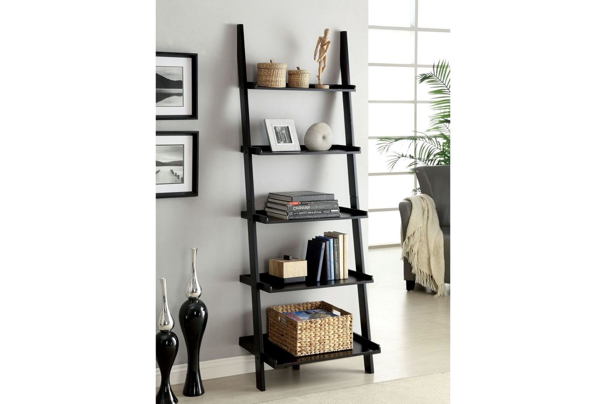 Zavala Leaning Ladder Bookcase in Black at Gardner-White
