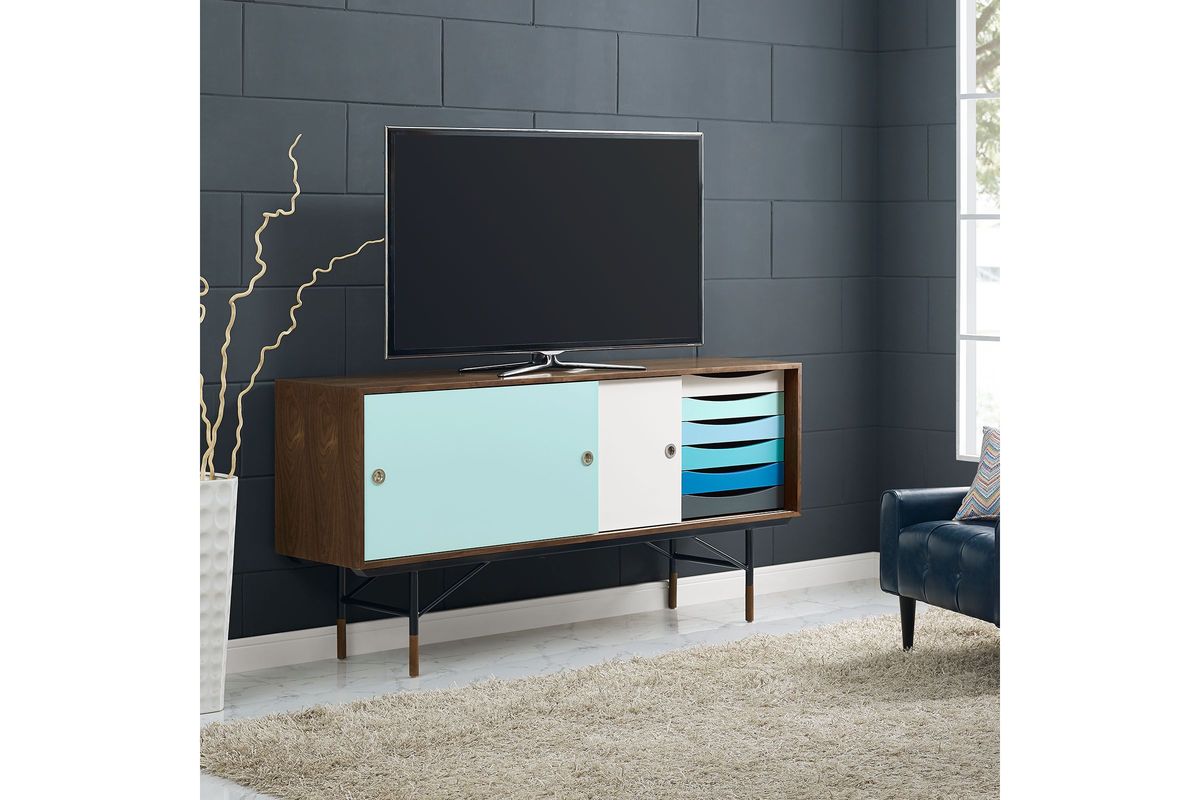 Envoy Walnut Stand in Walnut White at Gardner-White