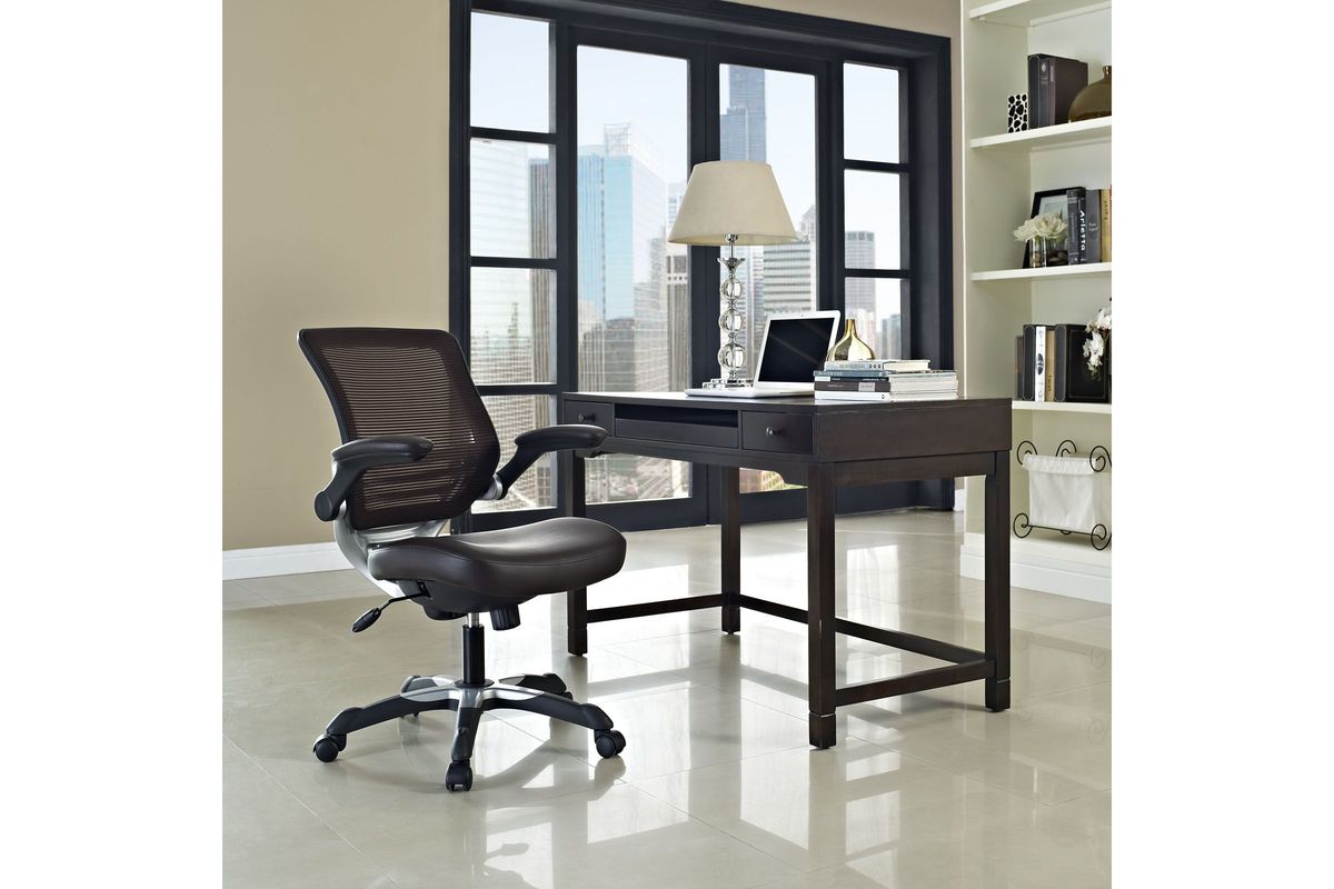 Edge Vinyl Office Chair in Brown at Gardner-White