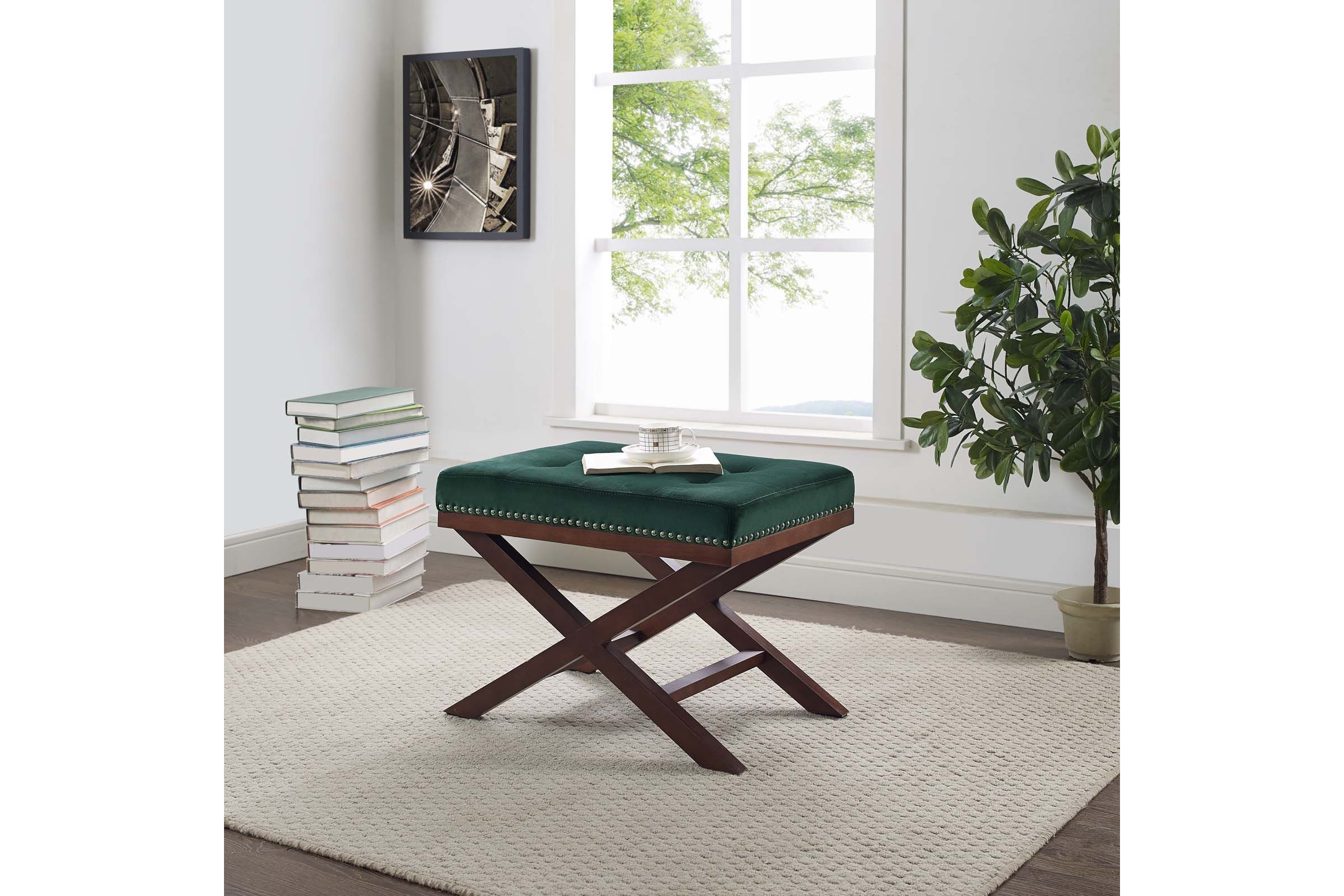 Facet Wood Bench in Green at Gardner-White