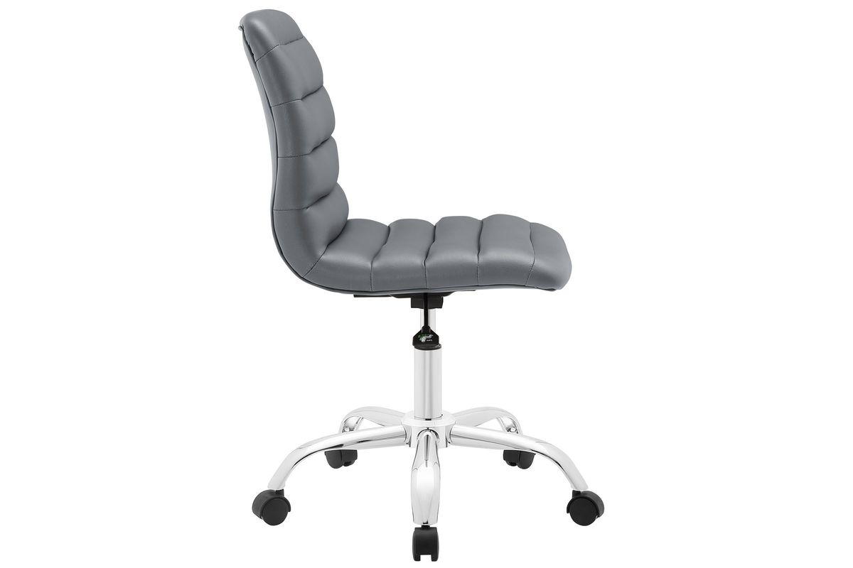 Ripple Armless Mid Back Vinyl Office Chair in Grey at Gardner-White
