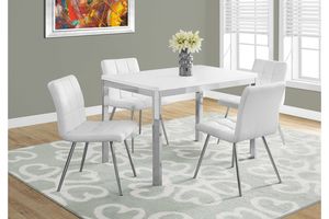 White & Chrome Dining Table at Gardner-White