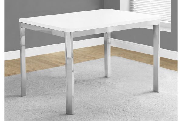 White & Chrome Dining Table at Gardner-White