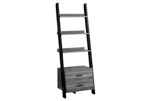 Grey and Black Ladder Bookcase with Storage Drawers at Gardner-White