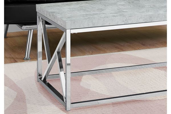 Coffee Table - Grey Cement With Chrome Metal at Gardner-White