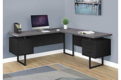 Black and Grey Extra Long Corner Computer Desk at Gardner-White