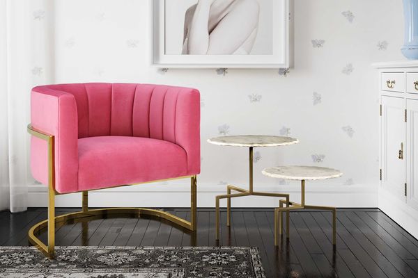 Magnolia Rose Pink Velvet Chair