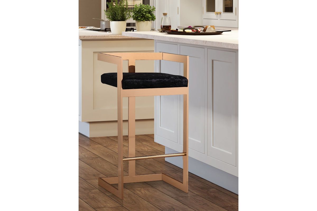Marquee Black Velvet Bar Stool at Gardner-White