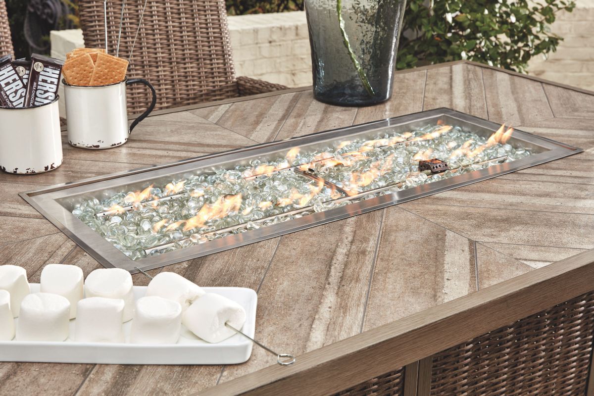 Beachcroft Bar Table with Firepit by Ashley at Gardner-White