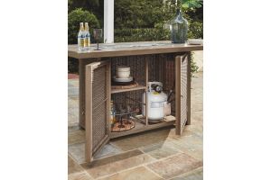 Beachcroft Bar Table with Firepit by Ashley at Gardner-White