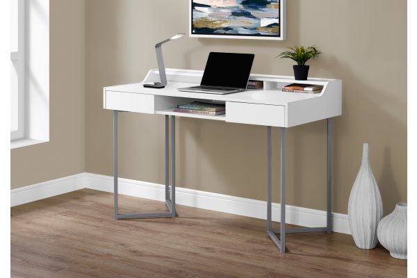 White & Silver Metal Modern 48" Computer Desk at Gardner-White
