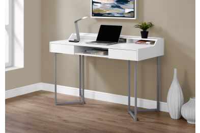 White & Silver Metal Modern 48" Computer Desk at Gardner-White