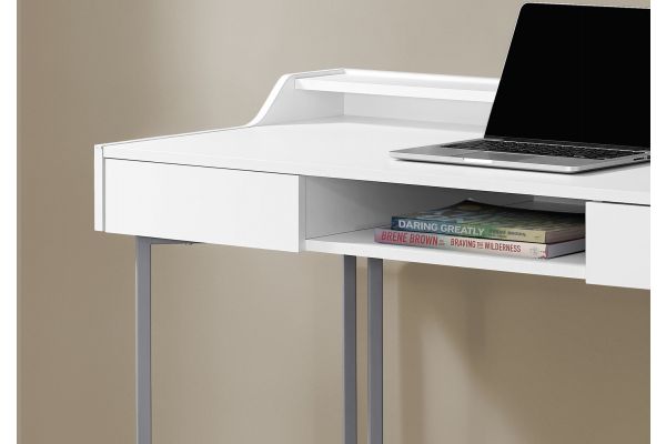 White & Silver Metal Modern 48" Computer Desk at Gardner-White
