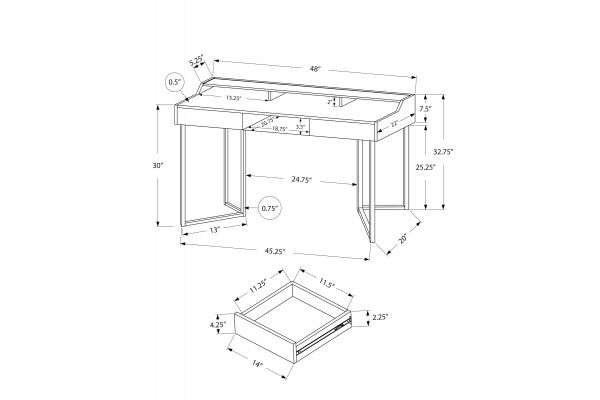 White & Silver Metal Modern 48" Computer Desk at Gardner-White