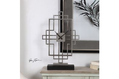 Uttermost Vanini Silver Tabletop Clock at Gardner-White