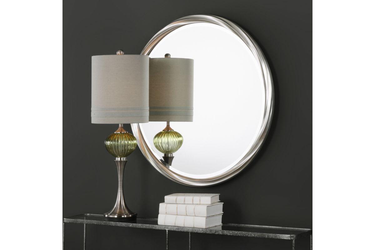 Orion Silver Round Mirror at Gardner-White