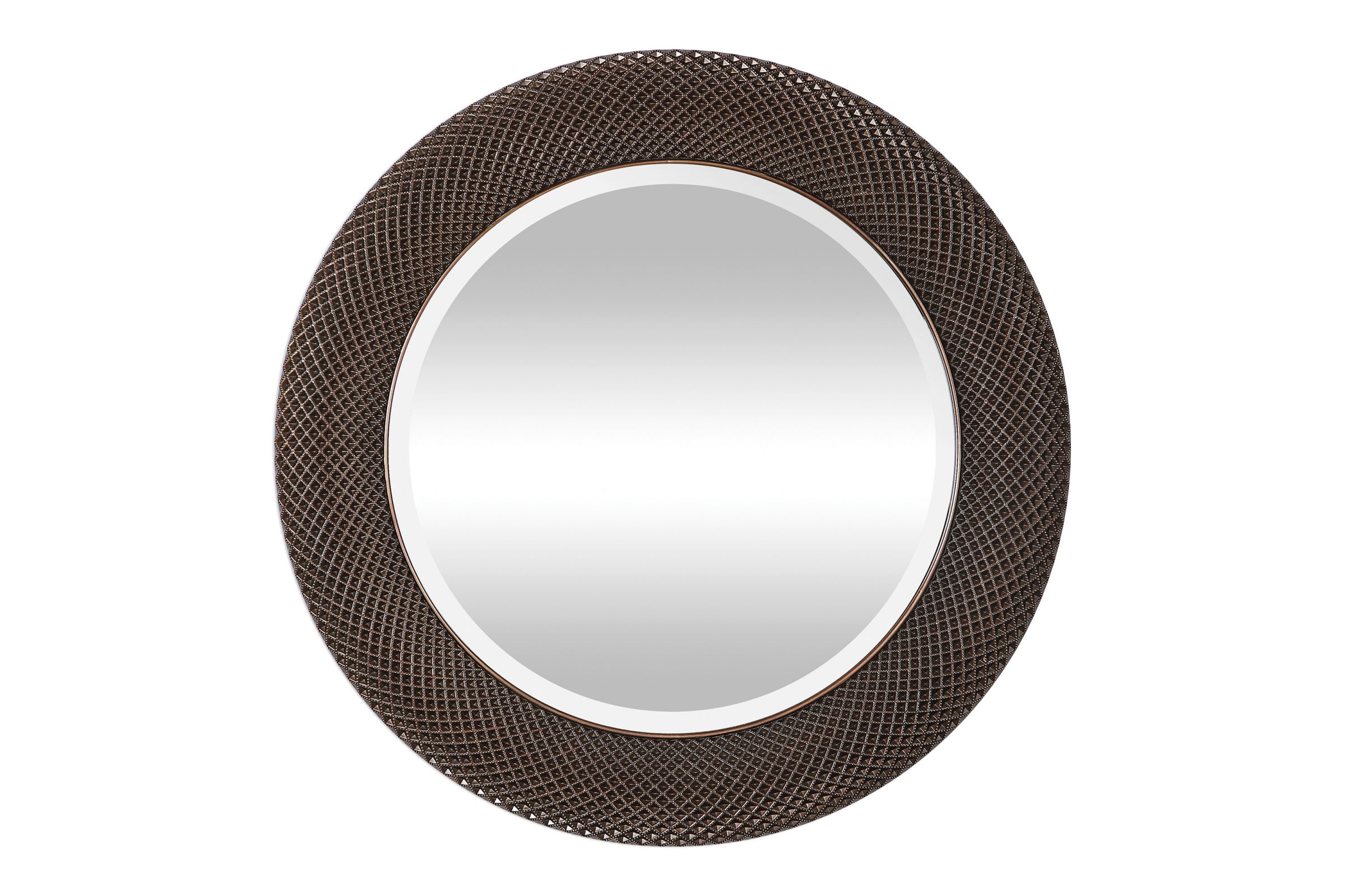Aziza Bronze Round Mirror at Gardner-White