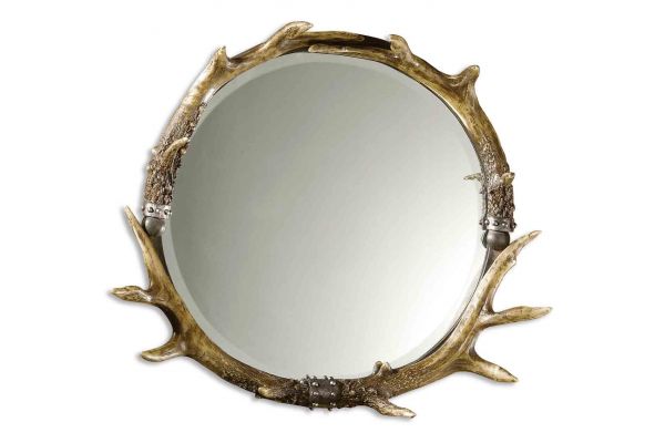 Stag Horn Round Mirror at Gardner-White