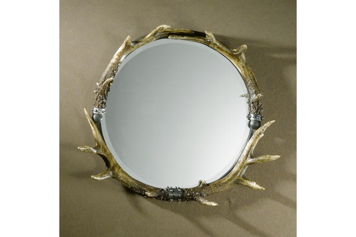 Stag Horn Round Mirror at Gardner-White