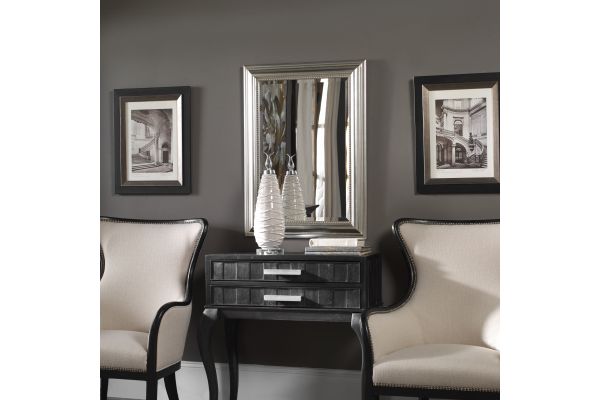 Stuart Silver Beaded Mirror at Gardner-White