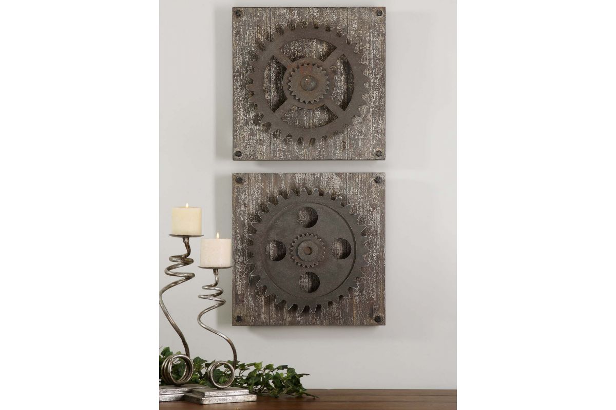 Rustic Gears Wall Art, Set of 2 at Gardner-White