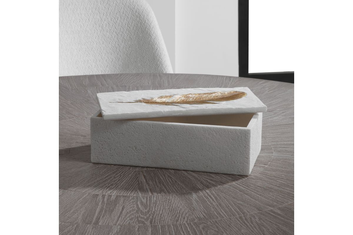 Nephele White Stone Box at Gardner-White