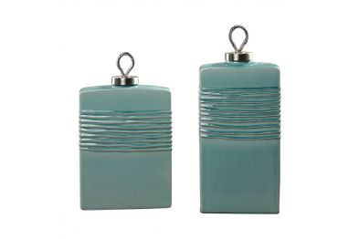 Rewa Green Ceramic Containers Set of 2 at Gardner-White