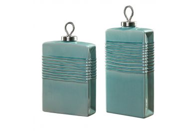 Rewa Green Ceramic Containers Set of 2 at Gardner-White