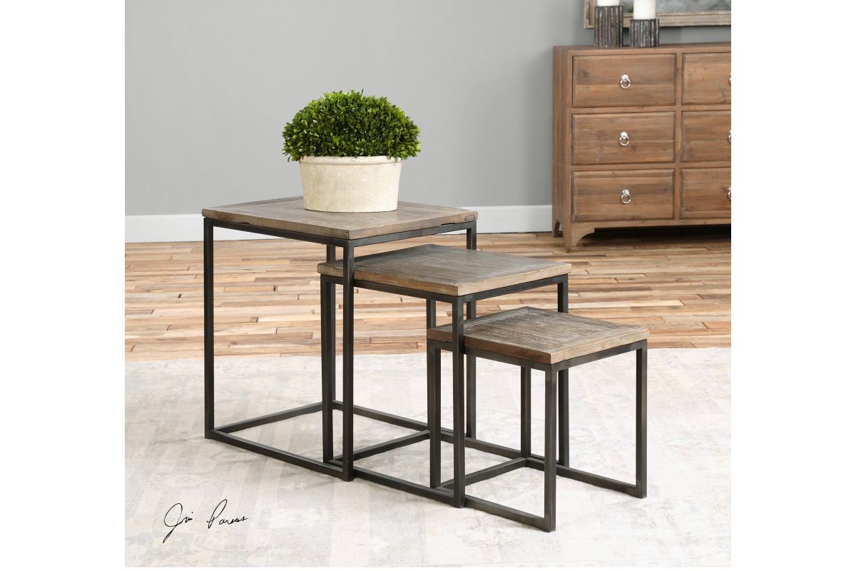 Bomani Wood Nesting Tables Set of 3 at Gardner-White