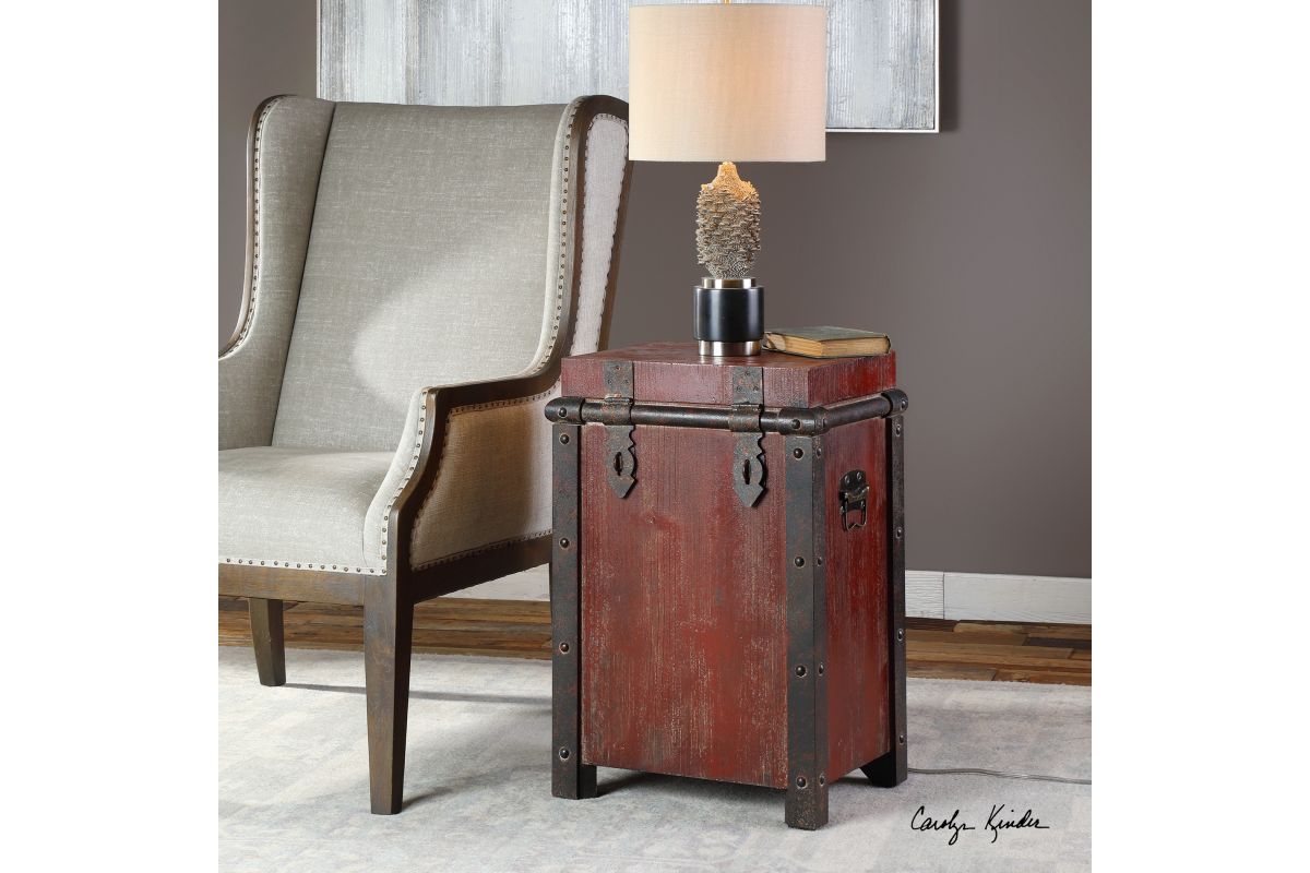 Isaac Wine Red Accent Table at Gardner-White