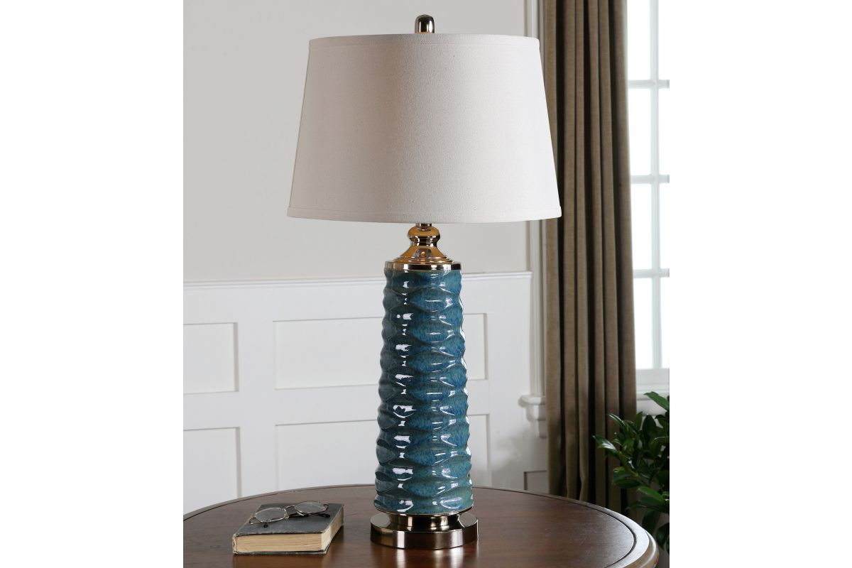 Delavan Rust Blue Table Lamp at Gardner-White