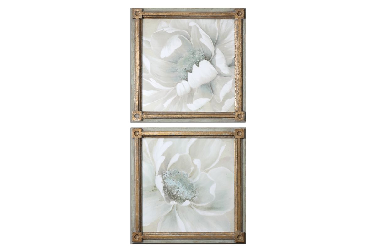 Uttermost Winter Blooms Floral Art Set of 2 at Gardner-White