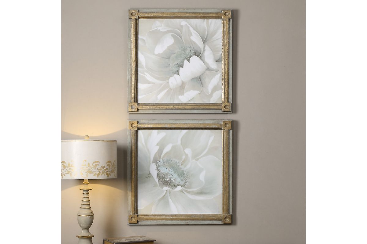 Uttermost Winter Blooms Floral Art Set of 2 at Gardner-White