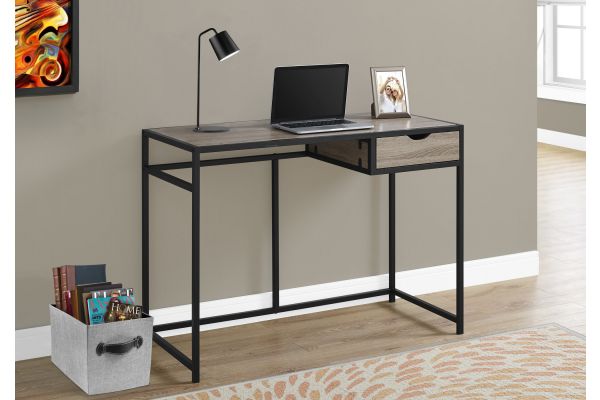 Computer Desk - 42"L / Dark Taupe / Black Metal at Gardner-White