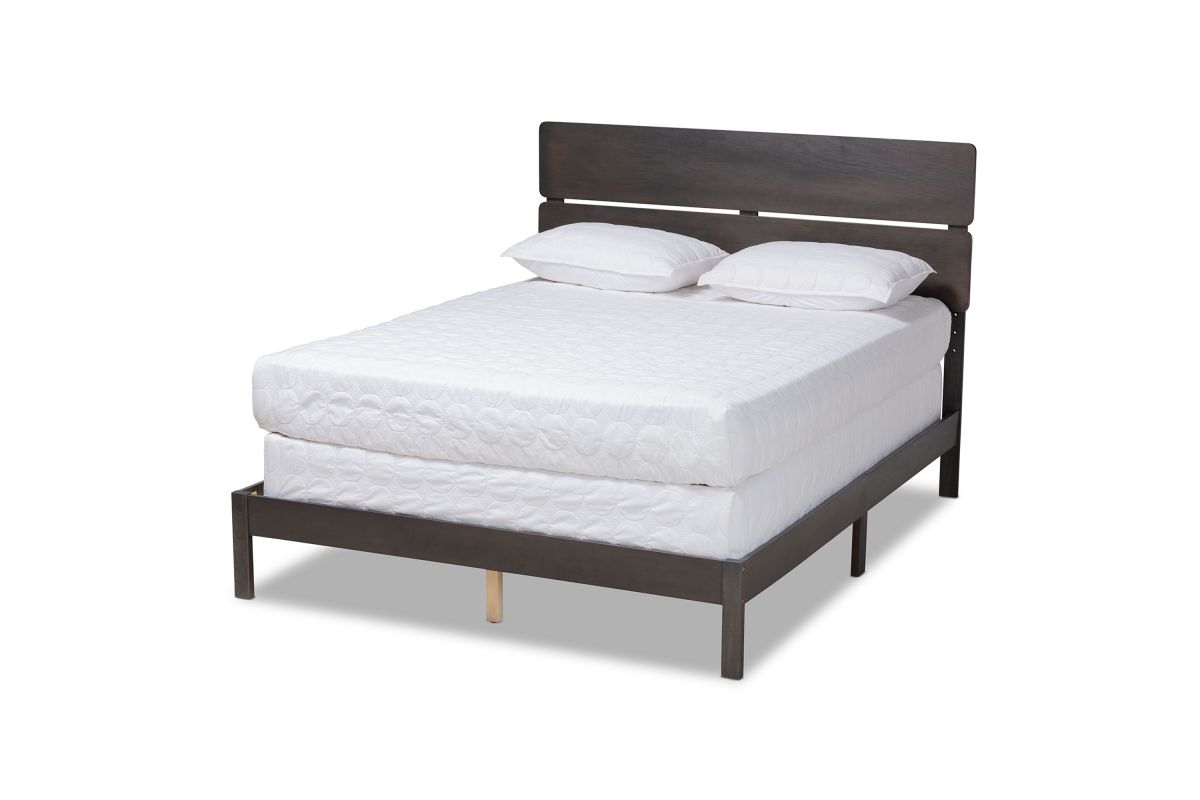Daniel Dark Grey Oak Finished Wood Queen Size Panel Bed