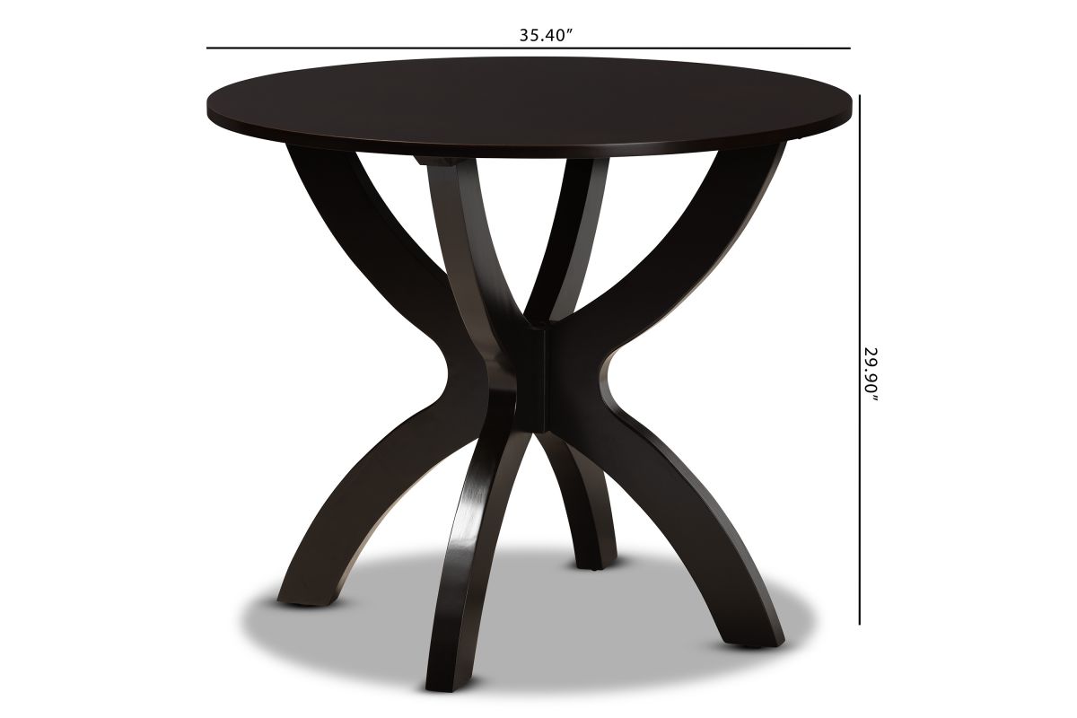 Pluto Dark Brown Finished 35-Inch-Wide Round Wood Dining Table