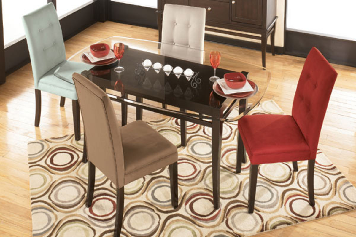 Newbold Table & 4 Spa Microfiber Side Chairs at Gardner-White