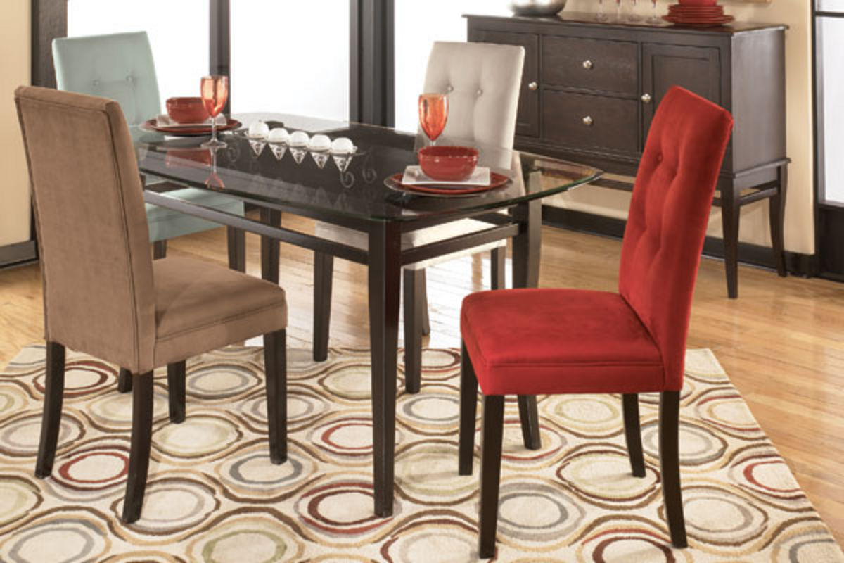 Newbold Table & 4 Spa Microfiber Side Chairs at Gardner-White