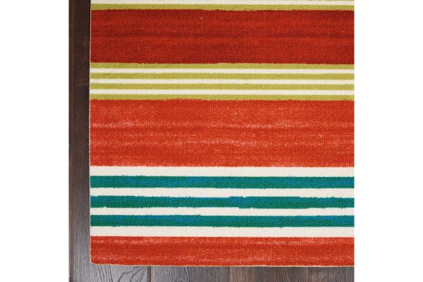 Orange Striped 5x8 Outdoor Rug at Gardner-White