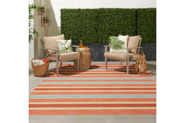 Orange Striped 5x8 Outdoor Rug at Gardner-White