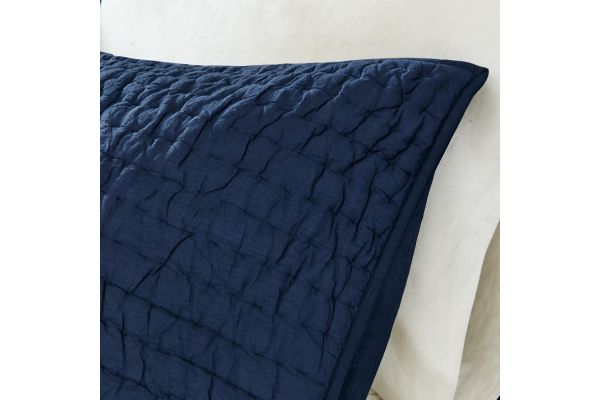 Serene Cotton Hand Quilted Blue Full/Queen Coverlet Set