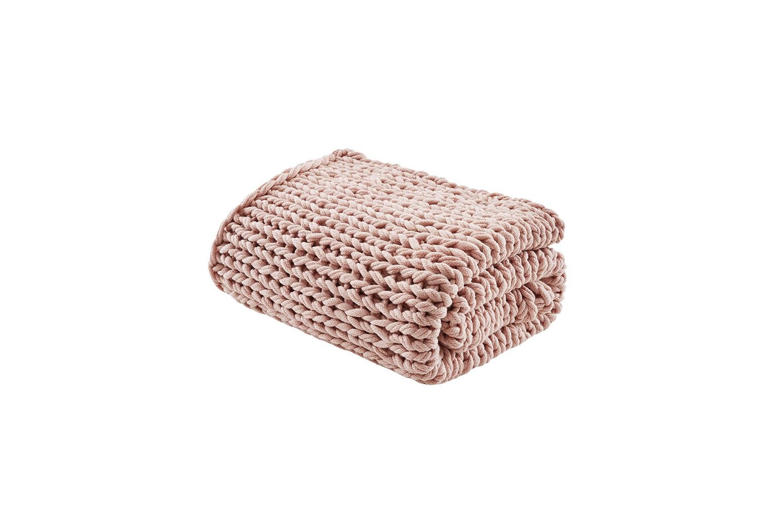 Handmade Chunky Double Knit Throw in Blush