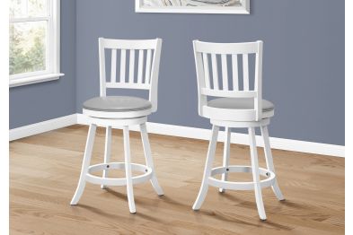 Set of 2 White Slat-Back Swivel Counter Stools at Gardner-White