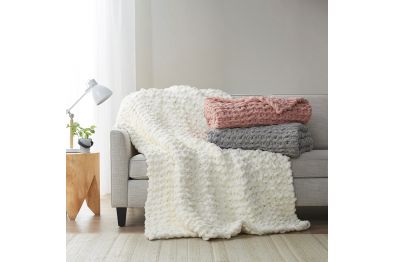 Chenille Ivory Chunky Knit Throw